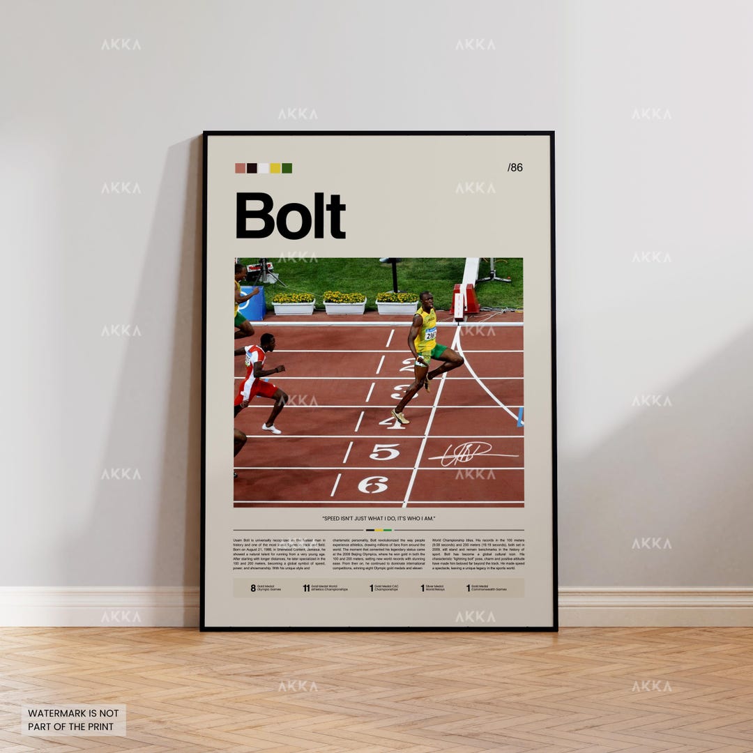 Usain Bolt Poster, Track and Field Decor, Sprinter Art Print - Etsy