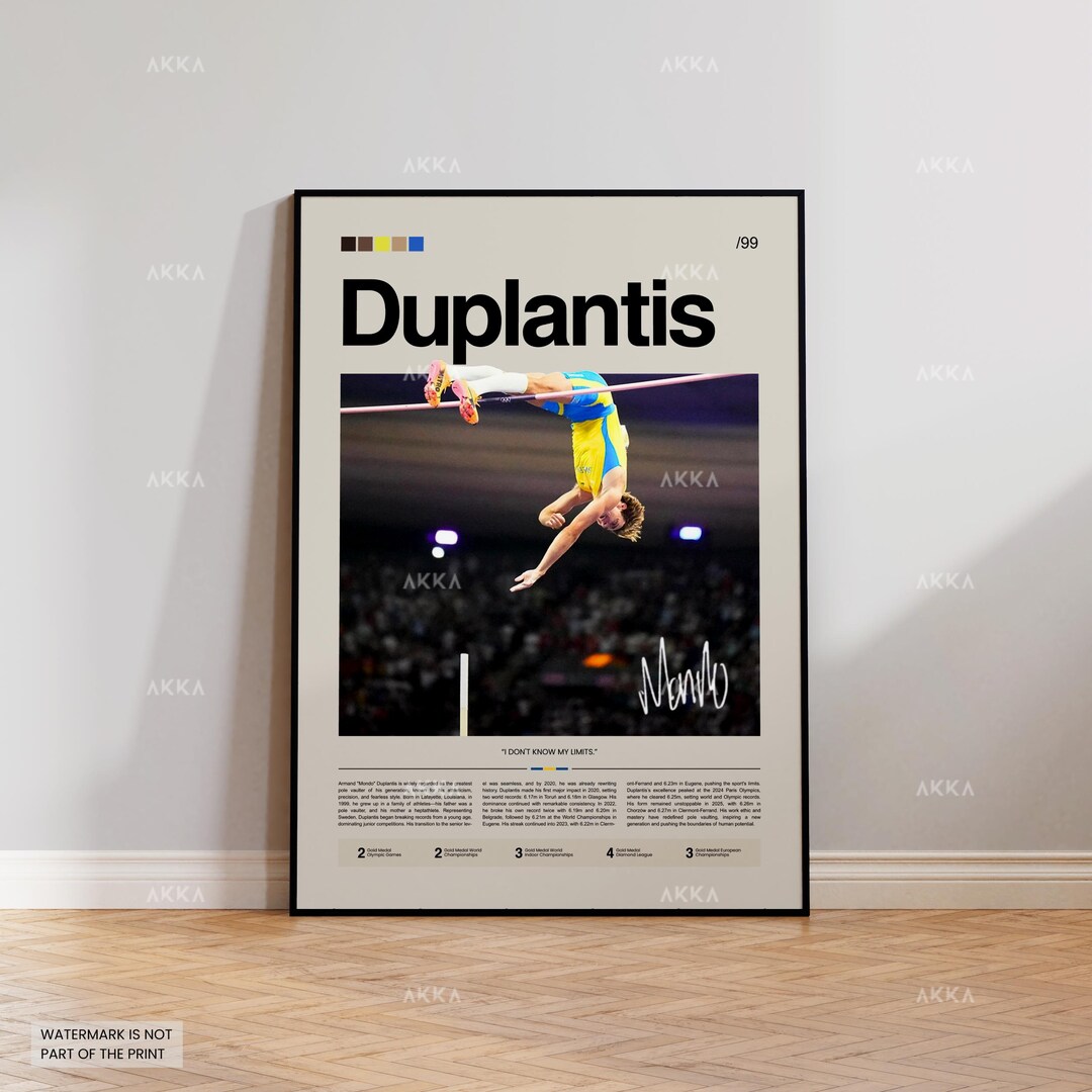 Armand Duplantis Poster, Mondo Pole Vault Wall Art, Track and Field ...