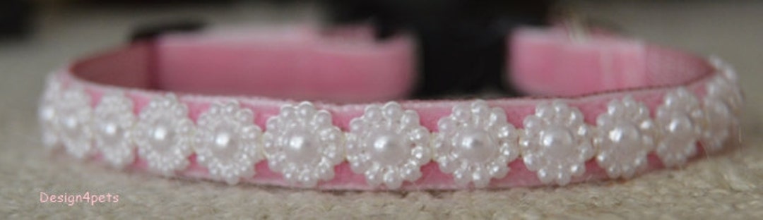Pearl - Breakaway Pink Cat Collar W/pearl Ribbon - Beautiful Unique ...