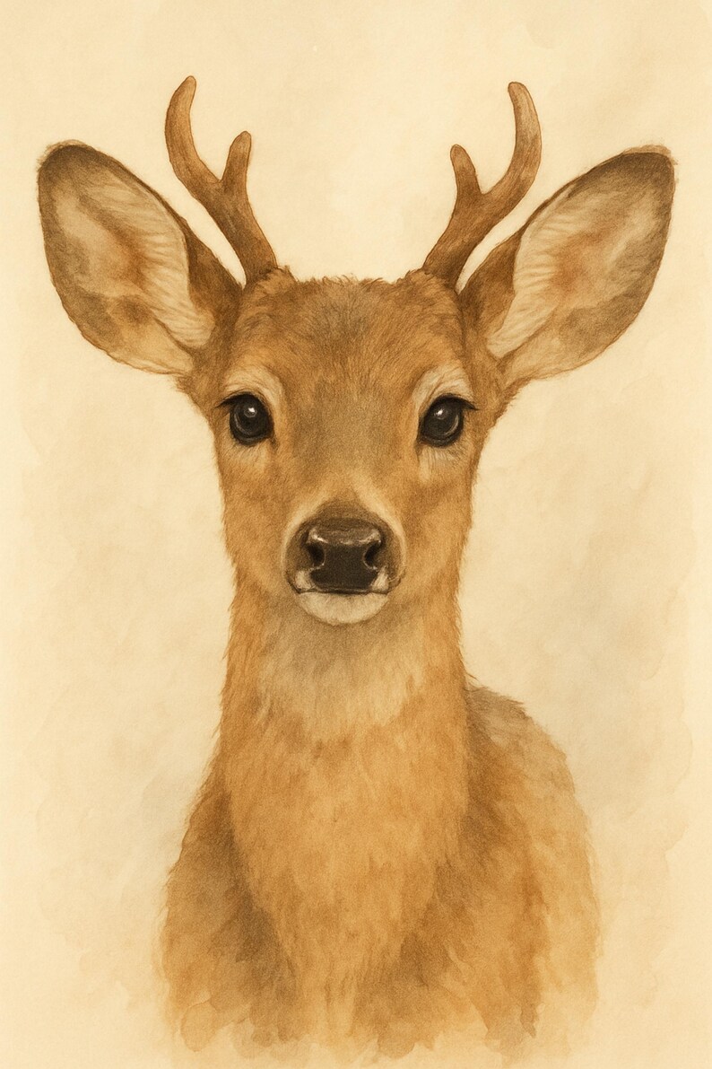 Woodland Animals Tryptych (A2 Digital Download) – Watercolor Bear, Deer ...