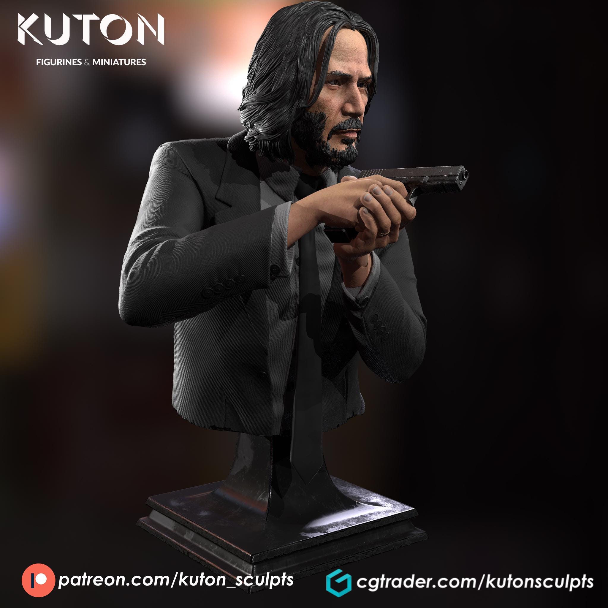 John Wick Resin Statue & Bust Set | 3D Printed, Unpainted (1/10 Scale ...