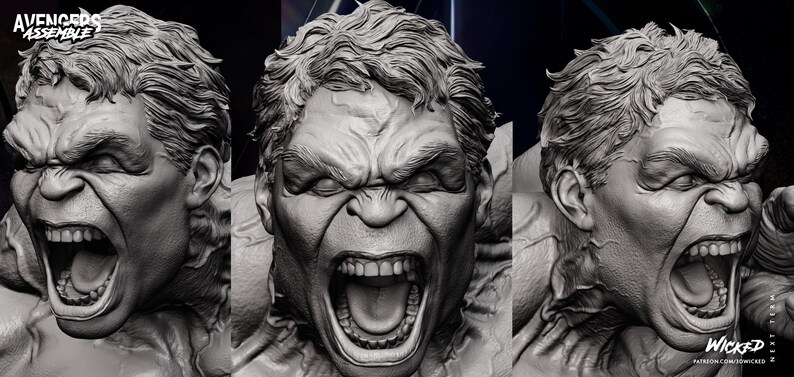 Hulk 3D Printed Statue | Marvel Collectible | Unpainted Resin 1/6 & 1/ ...