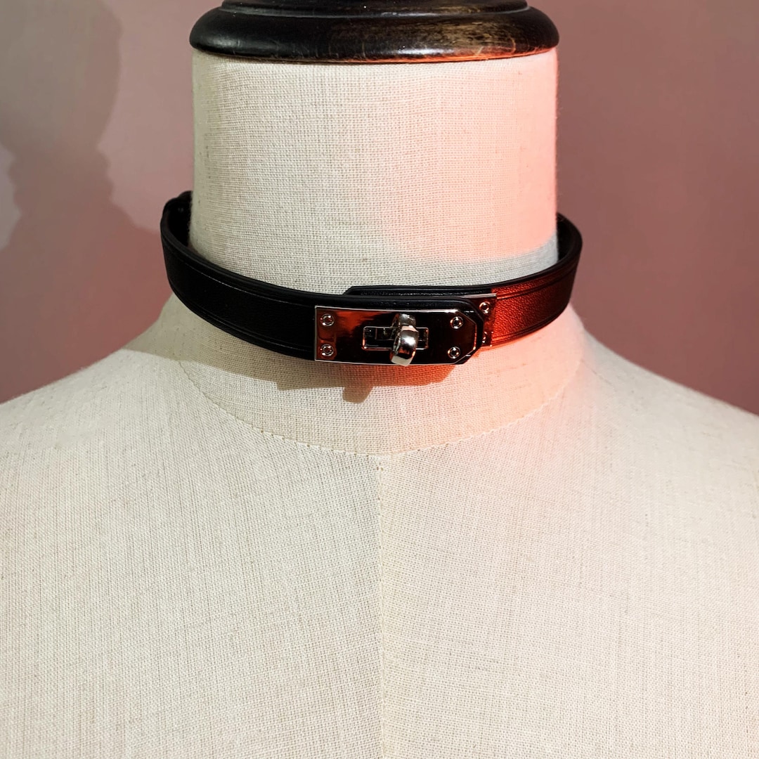 Black Simple Leather Choker Day Collar | Adjustable Gothic Punk Collar ...