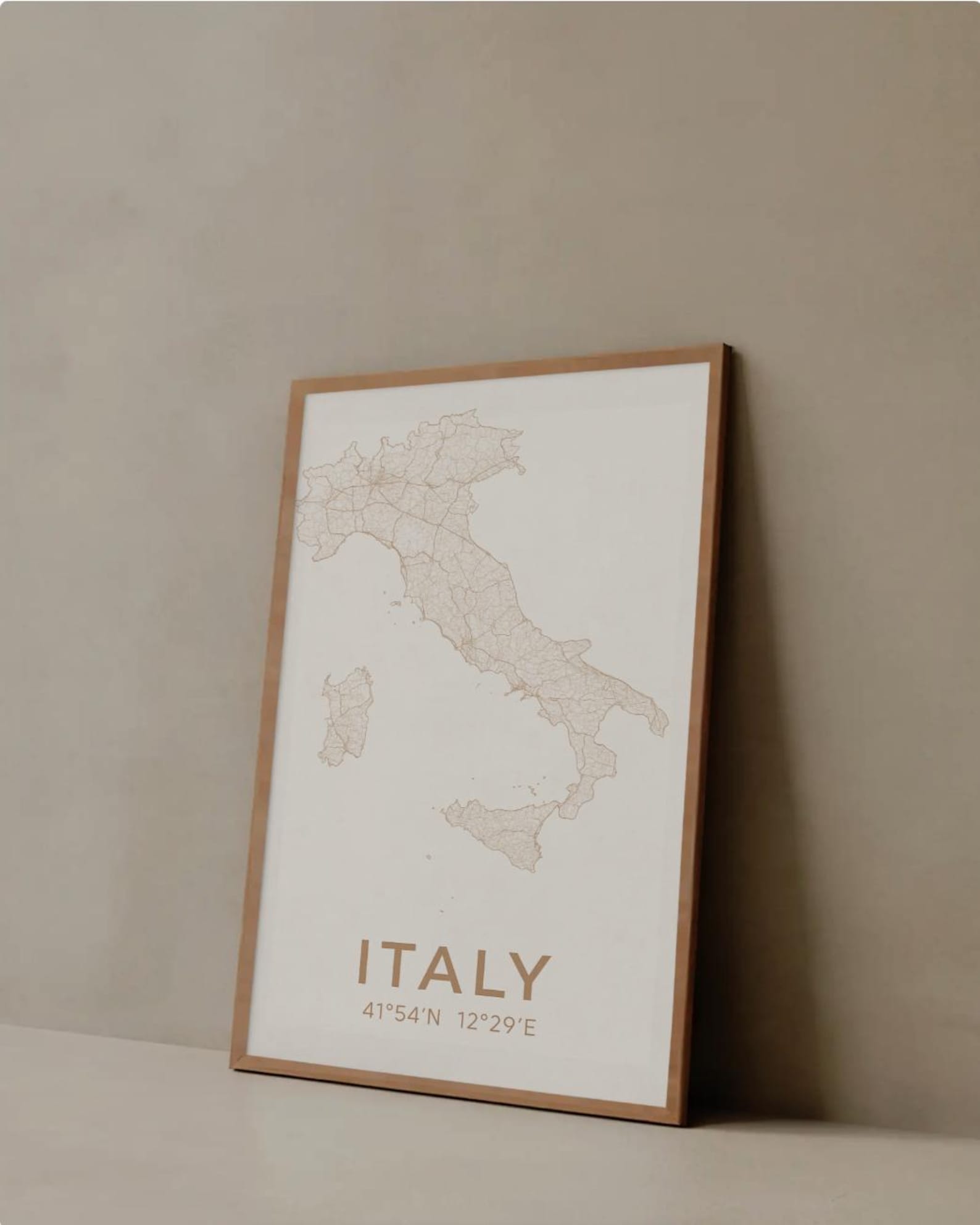Minimalist Italy Map Art Print: Modern Vintage Travel Poster. - Etsy