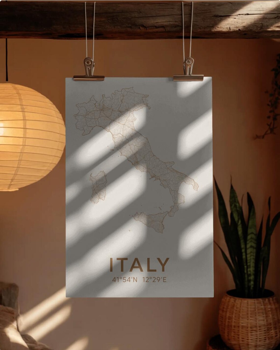 Minimalist Italy Map Art Print: Modern Vintage Travel Poster. - Etsy