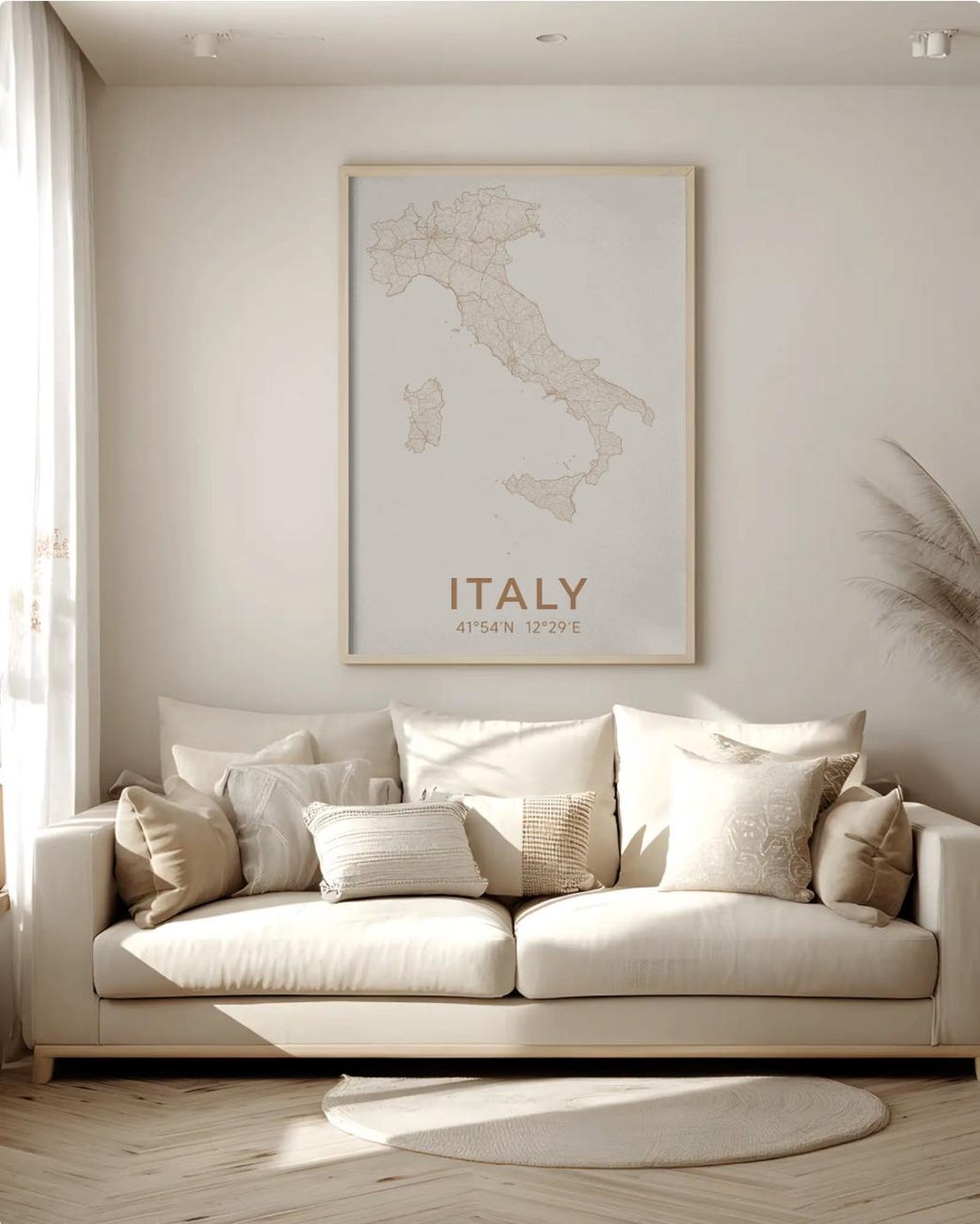 Minimalist Italy Map Art Print: Modern Vintage Travel Poster. - Etsy