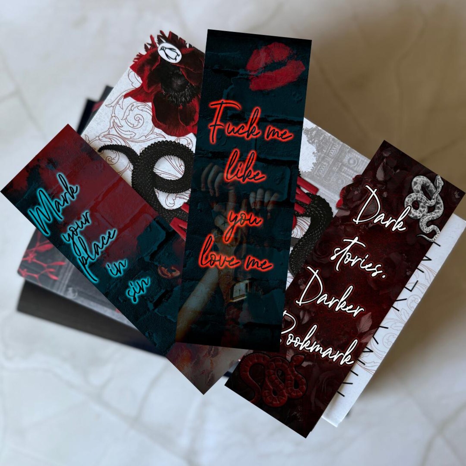 Dark Romance Bookmarks Design Bundle: Printable Bookish Gifts (digital ...