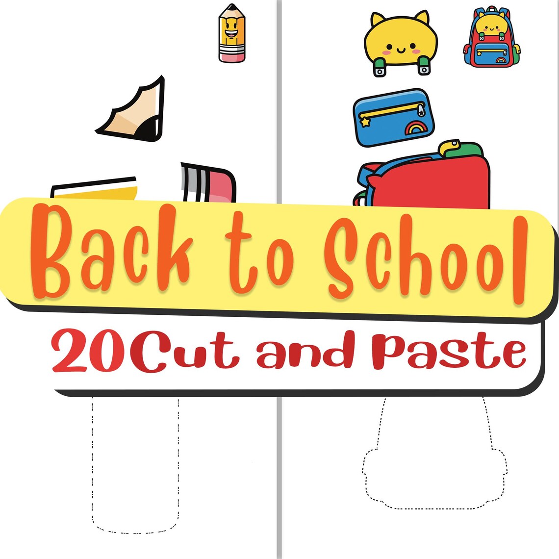 Back to School Cut & Paste | 20 Printable Activities - Etsy