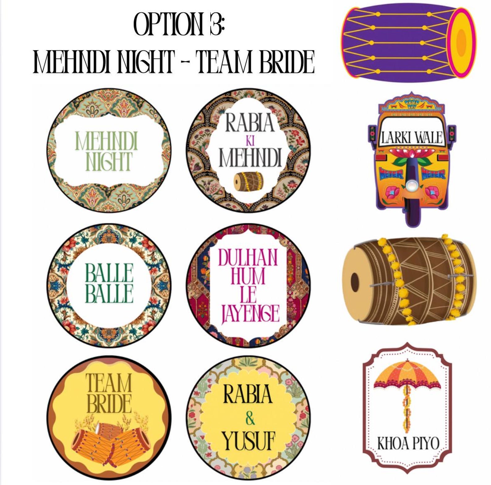 Mithai Toppers for Mehndi Dholki Desi Wedding Party Favor Decor ...