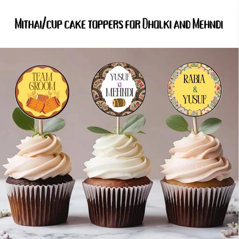 Mithai Toppers for Mehndi Dholki Desi Wedding Party Favor Decor ...