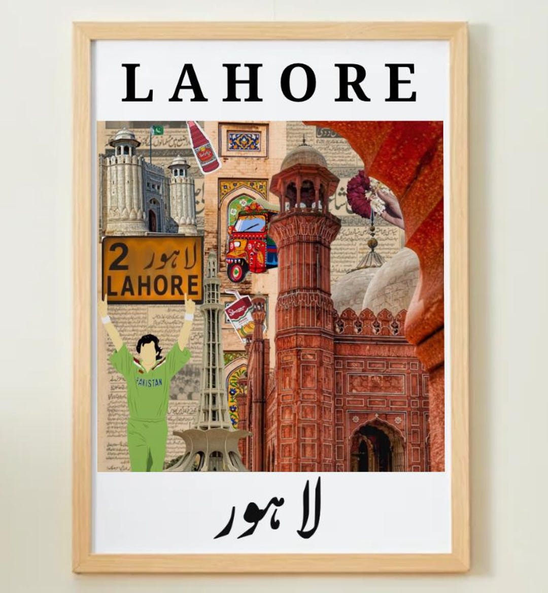 Lahore Pakistan Map Pakistan Photo Badshahi Mosque Pakistan Artwork ...