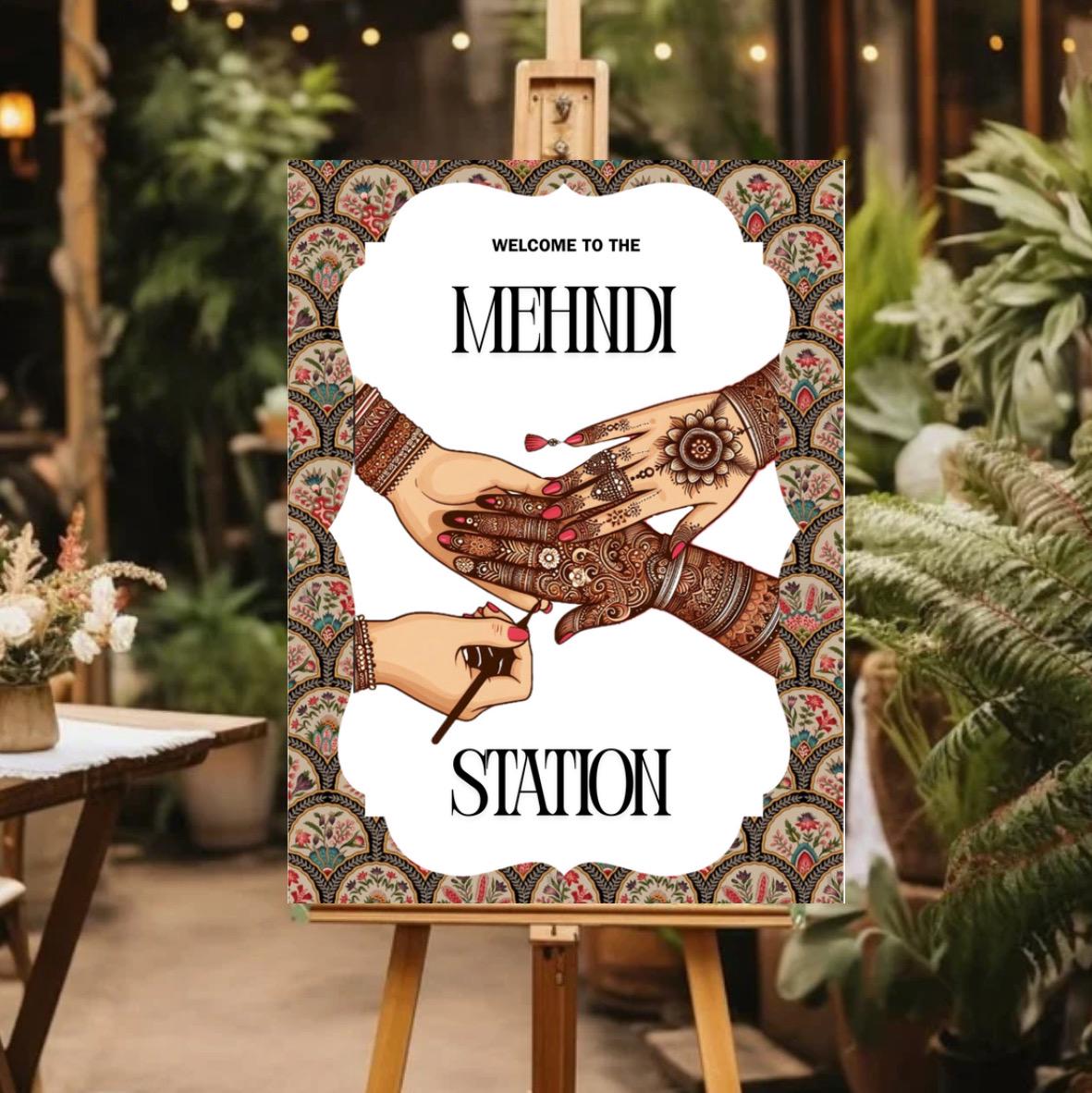 Mehndi Dholki Decor Signs Bundle Bangle Station Jhumka Mehndi Chai ...