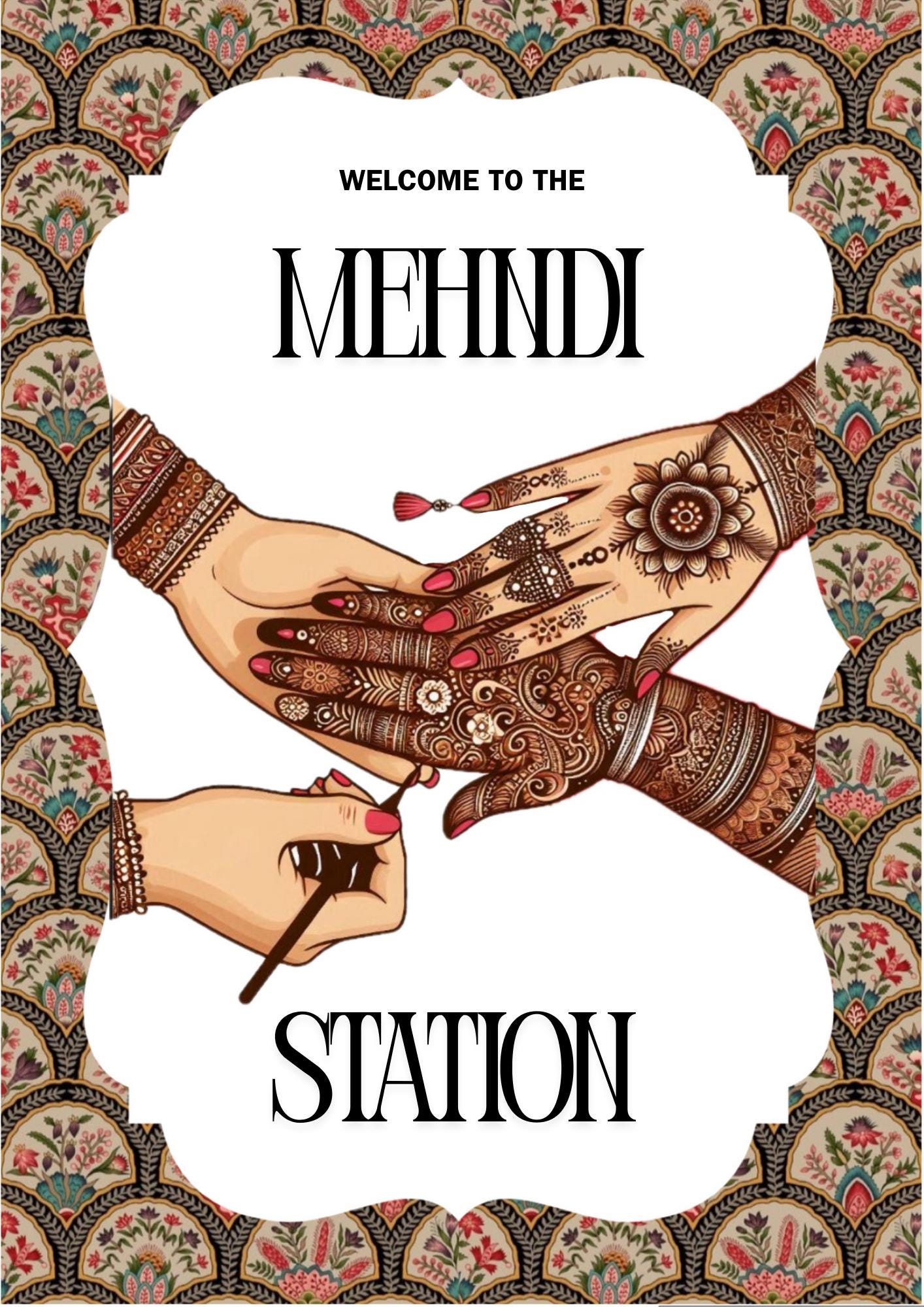 Mehndi Station Sign Mehndi Dholki Decor Printable Desi Wedding Sign ...