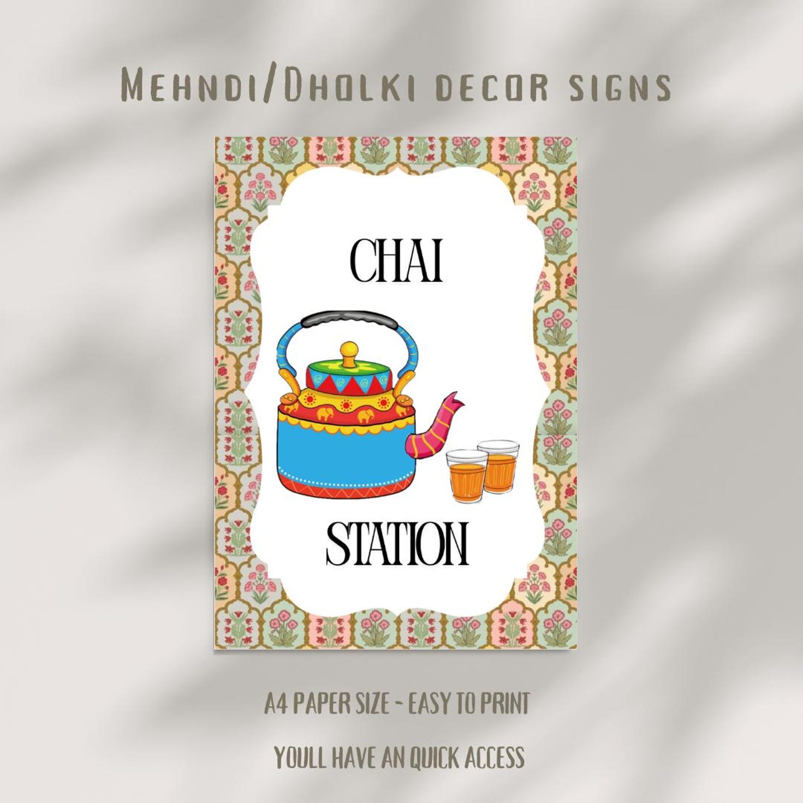 Mehndi Dholki Decor Signs Bundle Bangle Station Jhumka Mehndi Chai ...