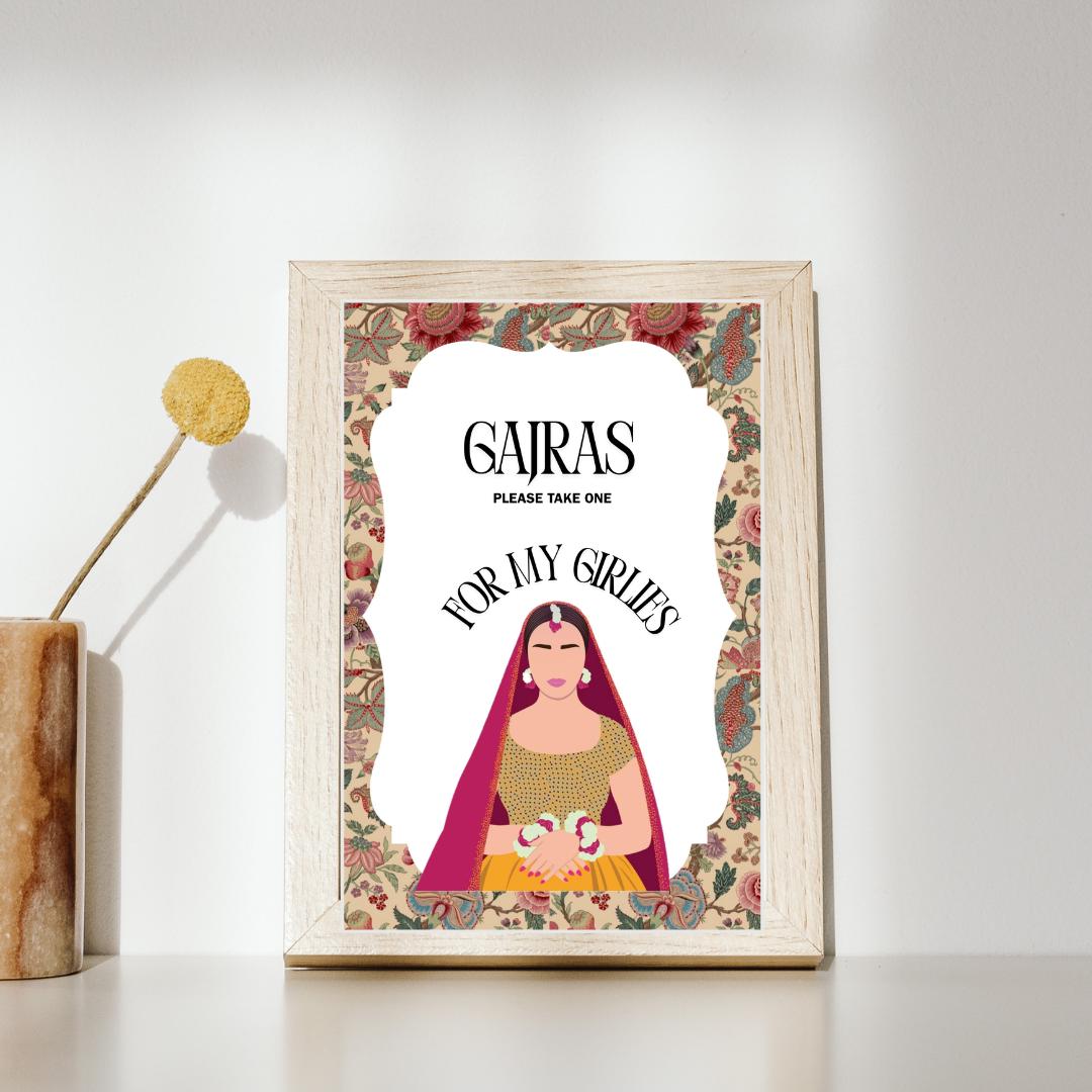 Gajra Station Sign Mehndi Dholki Decor Printable Desi Wedding Sign ...
