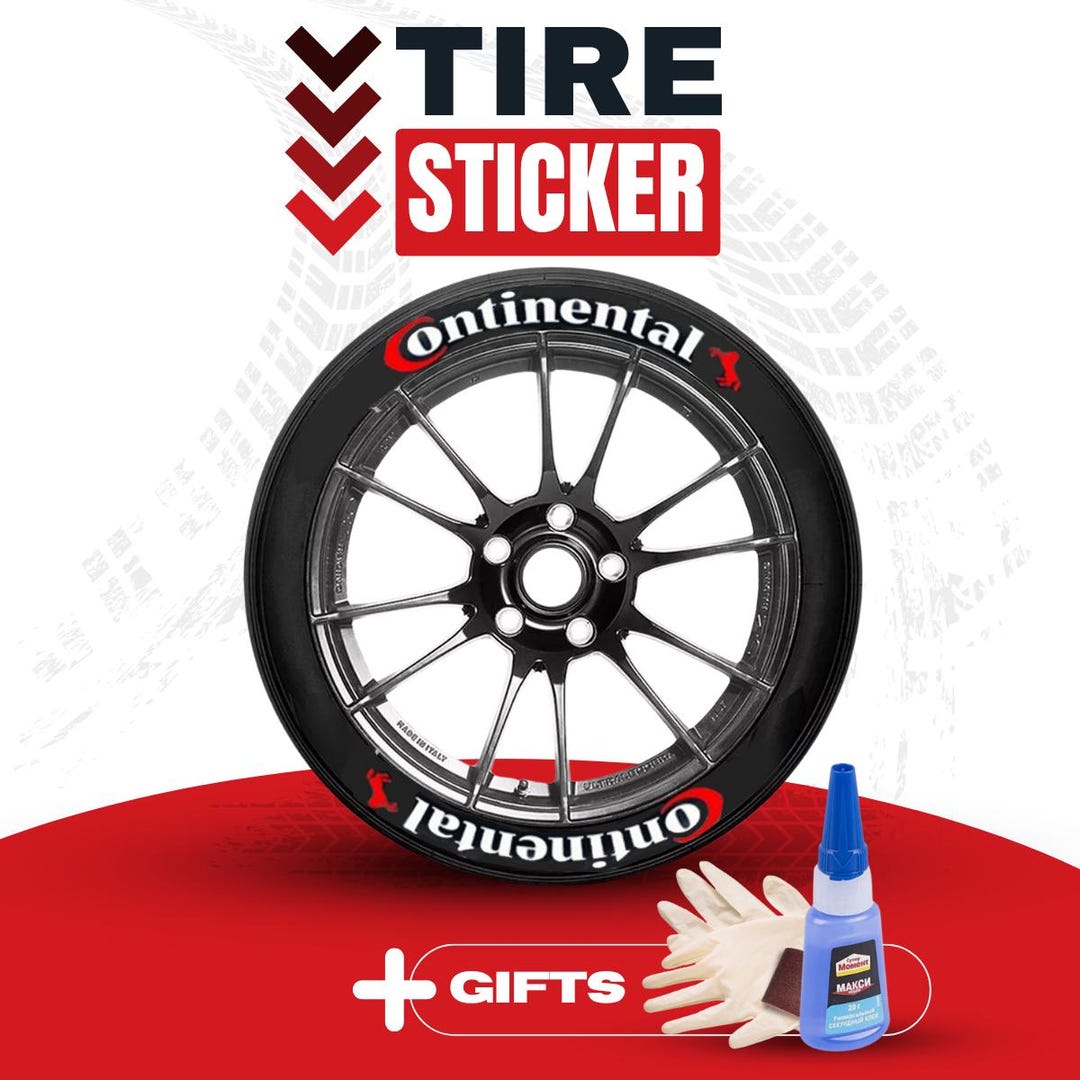 Continental Tire Lettering Tyre Sticker Fits to 16"-22" Permanent Tyre ...