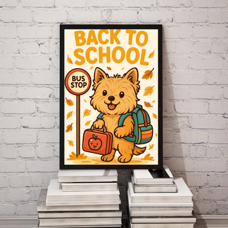 Yorkie Back to School Clipart: Dog With Backpack & Lunchbox (PNG ...