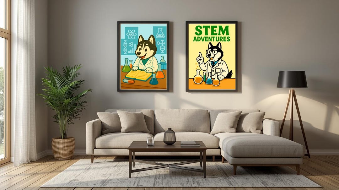 Husky Scientist Clipart Bundle: STEM Dog With Lab Coat, Book & Beakers ...