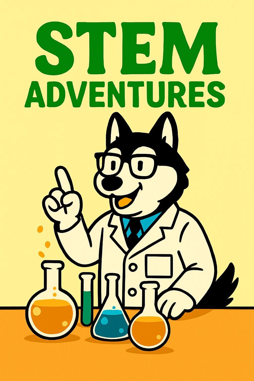 Husky Scientist Clipart: STEM Classroom Decor, Dog Lab Illustration ...