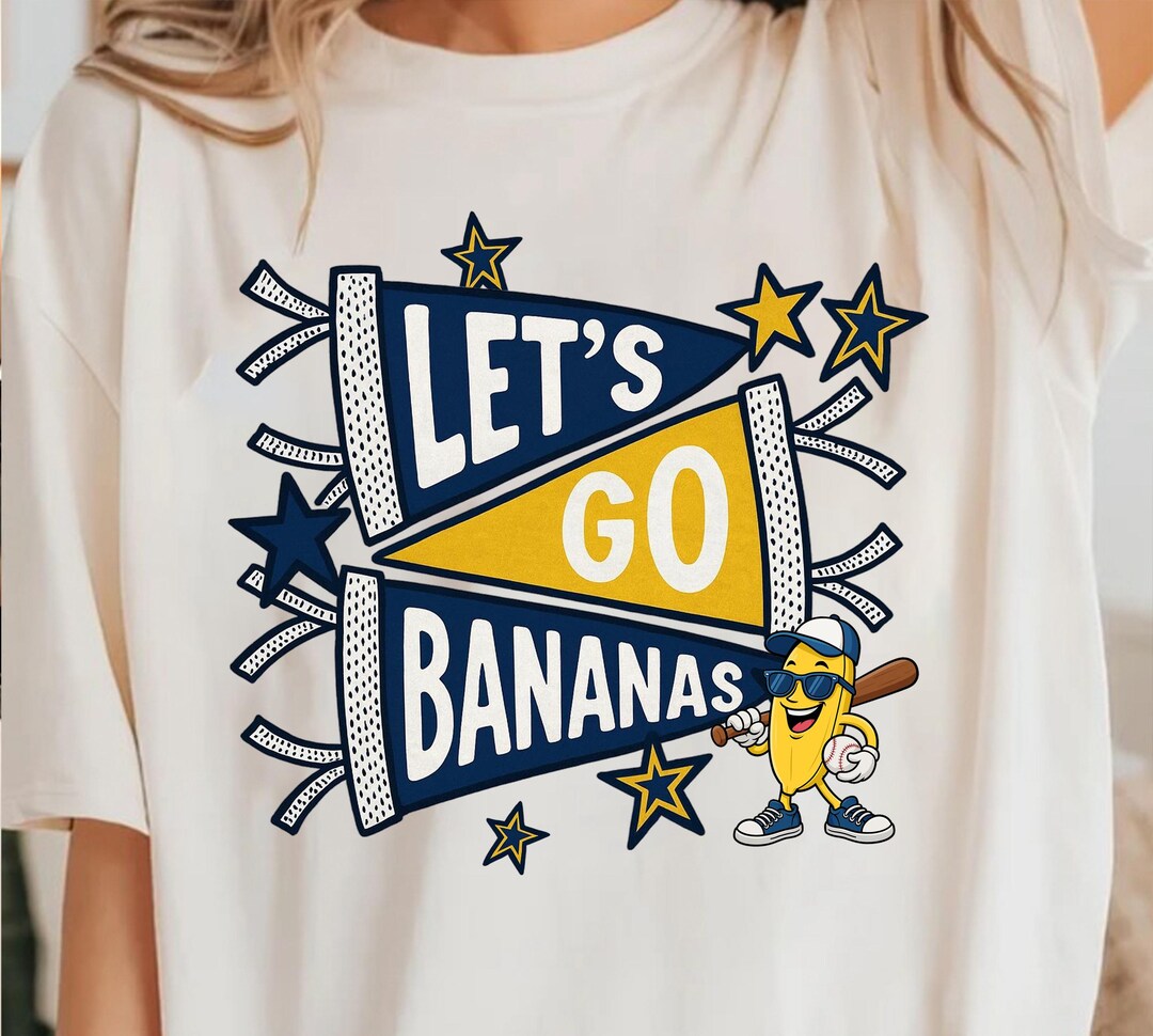 Retro Bananas Pennant Flag Shirt: Game Day Baseball Apparel - Etsy