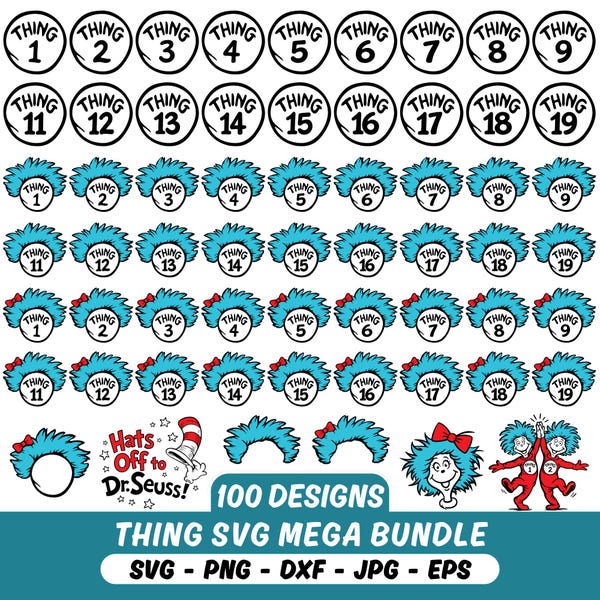 Thing 1 Clipart - Etsy