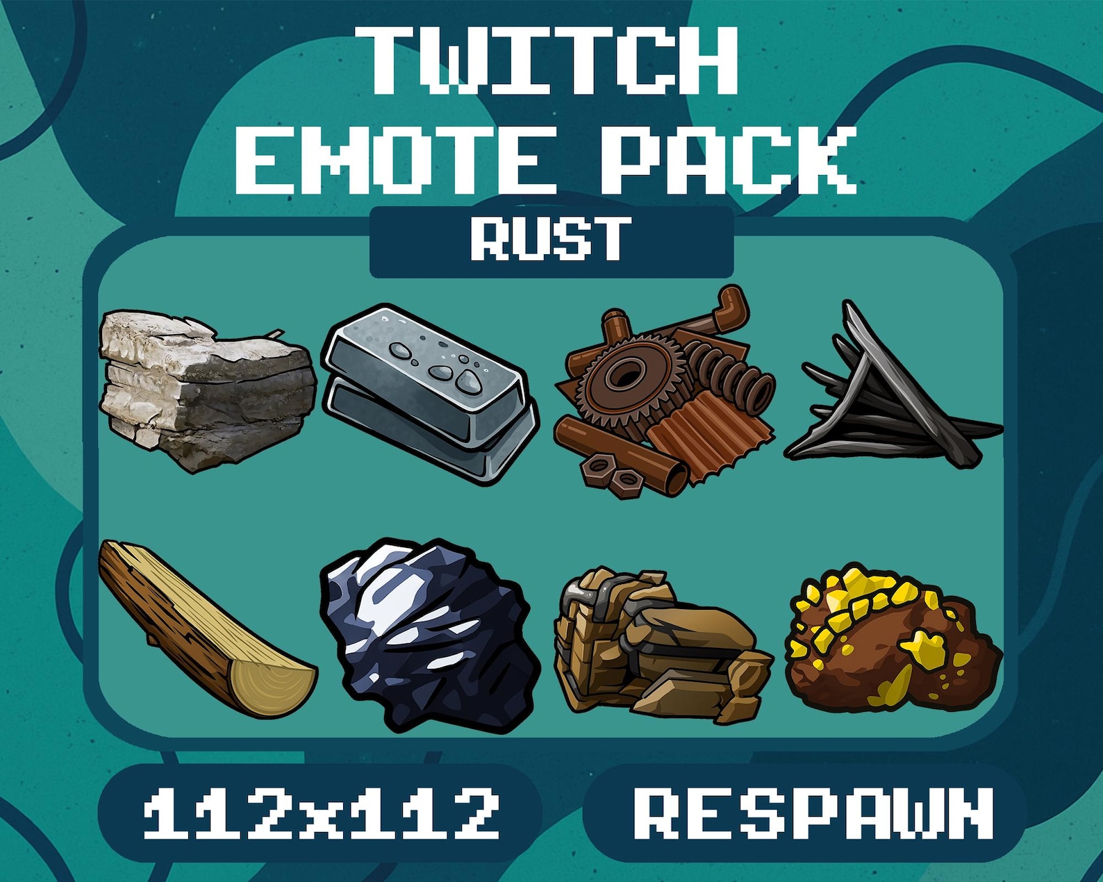 Rust Twitch Emote Pack – Rust Game Materials Icons, Gamer Emotes for ...