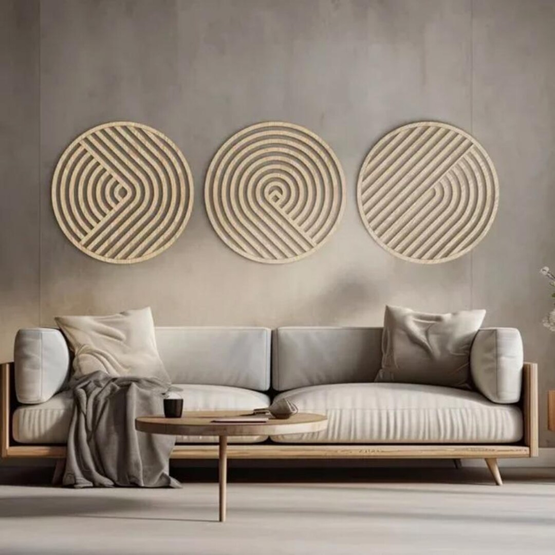 Geometric Wood Wall Art Set, Ash Veneer & Reclaimed Wood ,handmade ...