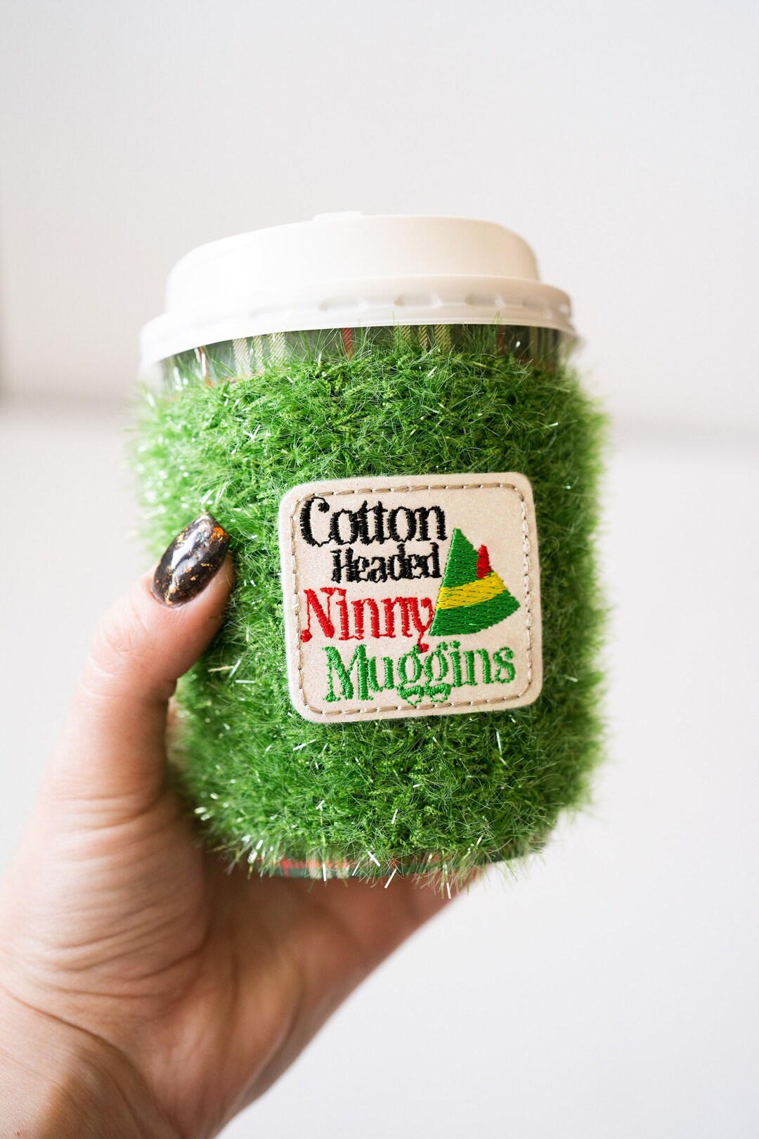 Elf Inspired Fuzzy Coffee Cozy Winter Christmas Cotton Headed Ninny ...