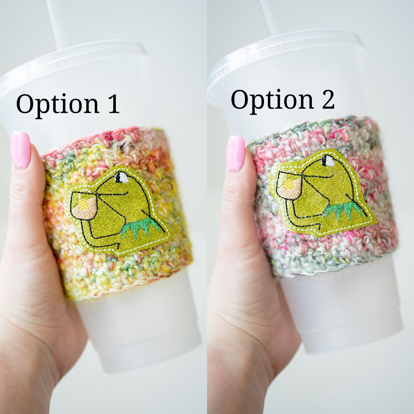 Tea Drinking Puppet Frog Coffee Cozy - Funny Meme Green Frog Fuzzy Hot ...