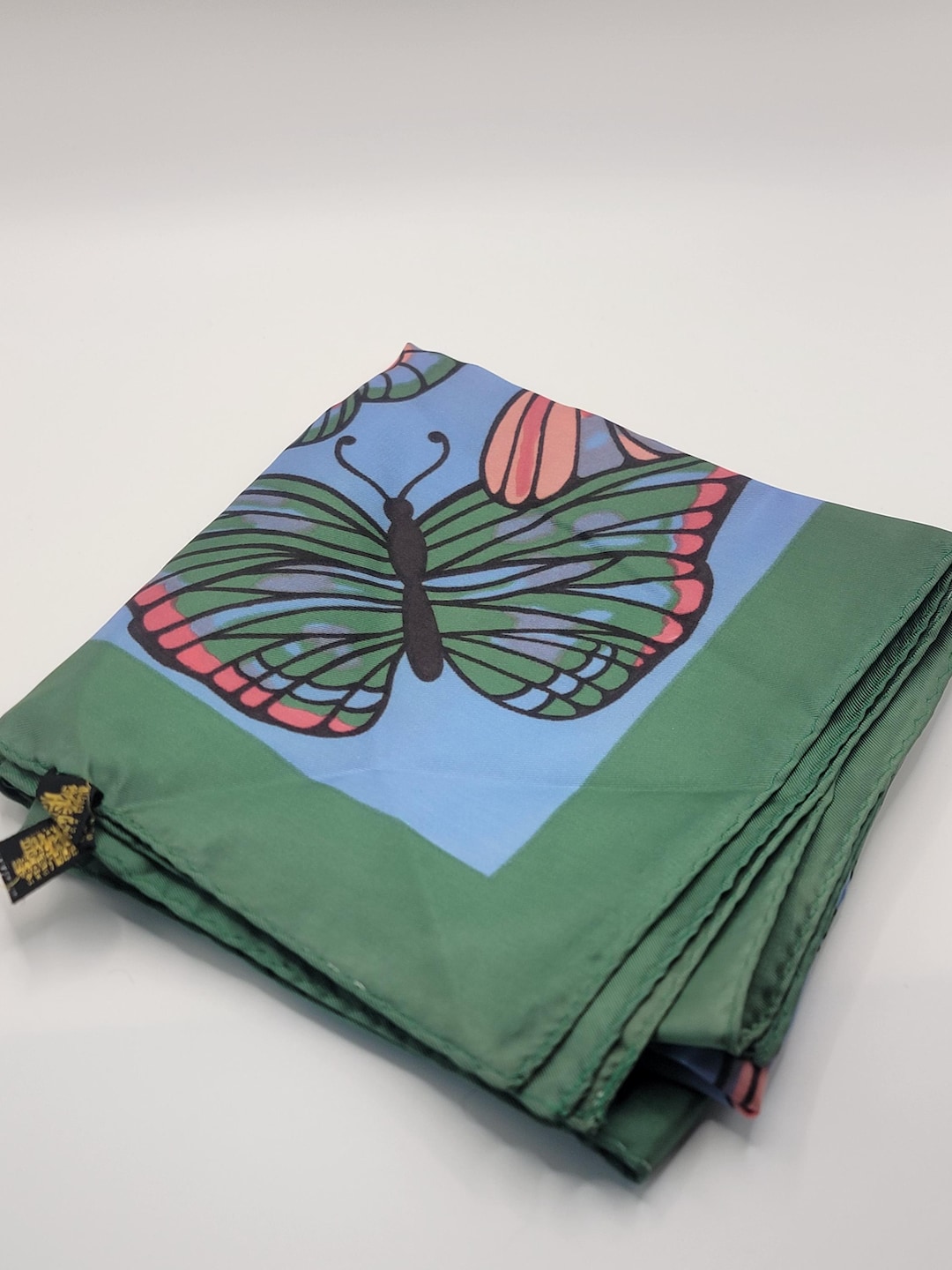 Vintage 1970s Butterfly Scarf | Made in Japan Acetate Square | Blue ...