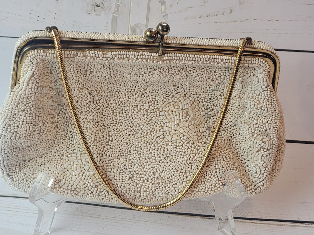 Vintage Walborg White Beaded Evening Bag for Restoration | Handmade in ...