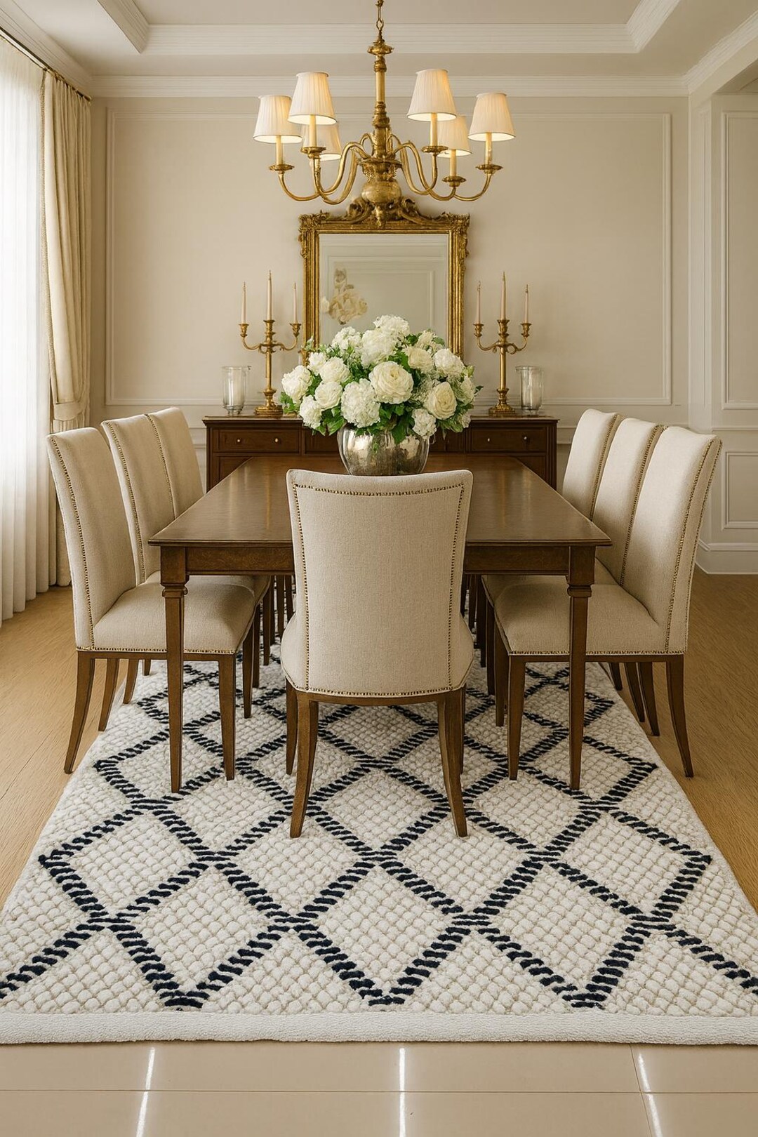 Ivory Navy Blue Diamond Pattern Rug - Dhurrie - Etsy