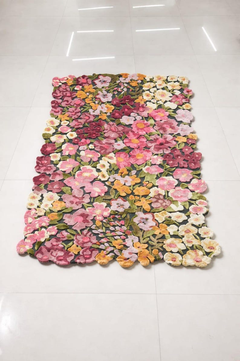 Modern Botanical Carpet for Living Room Bedroom Decor (floral) - Hand ...