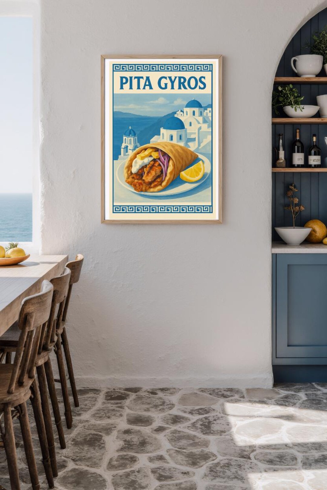 Gyros Poster, Greek Food Wall Art – Retro Greece Print, Vintage Travel ...