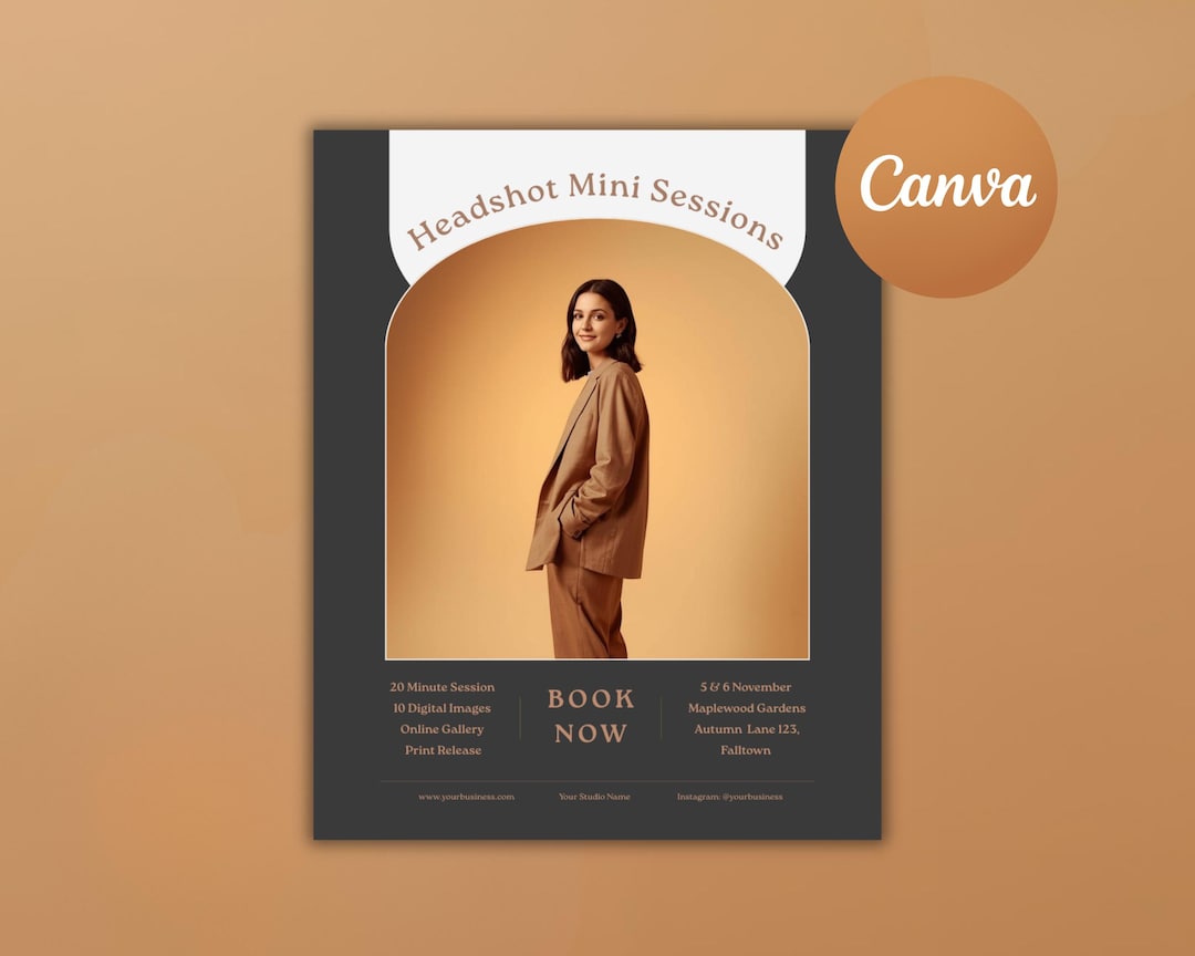 Headshot Mini Sessions Photography Flyer Canva Template Studio Minis ...