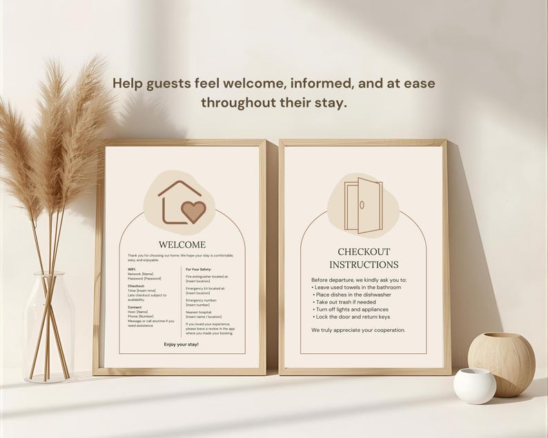 Airbnb Signs Bundle Editable Canva Template Printable Short Term Rental ...