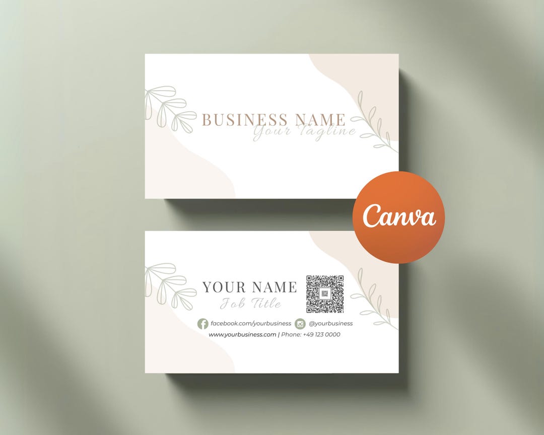 Editable Canva Business Card Template: Minimal Modern QR Code Design ...