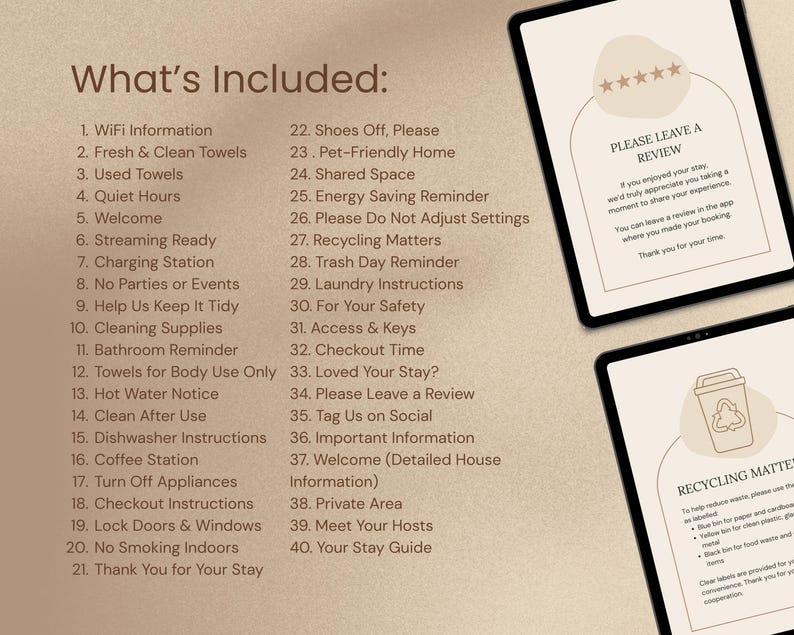 Airbnb Signs Bundle Editable Canva Template Printable Short Term Rental ...