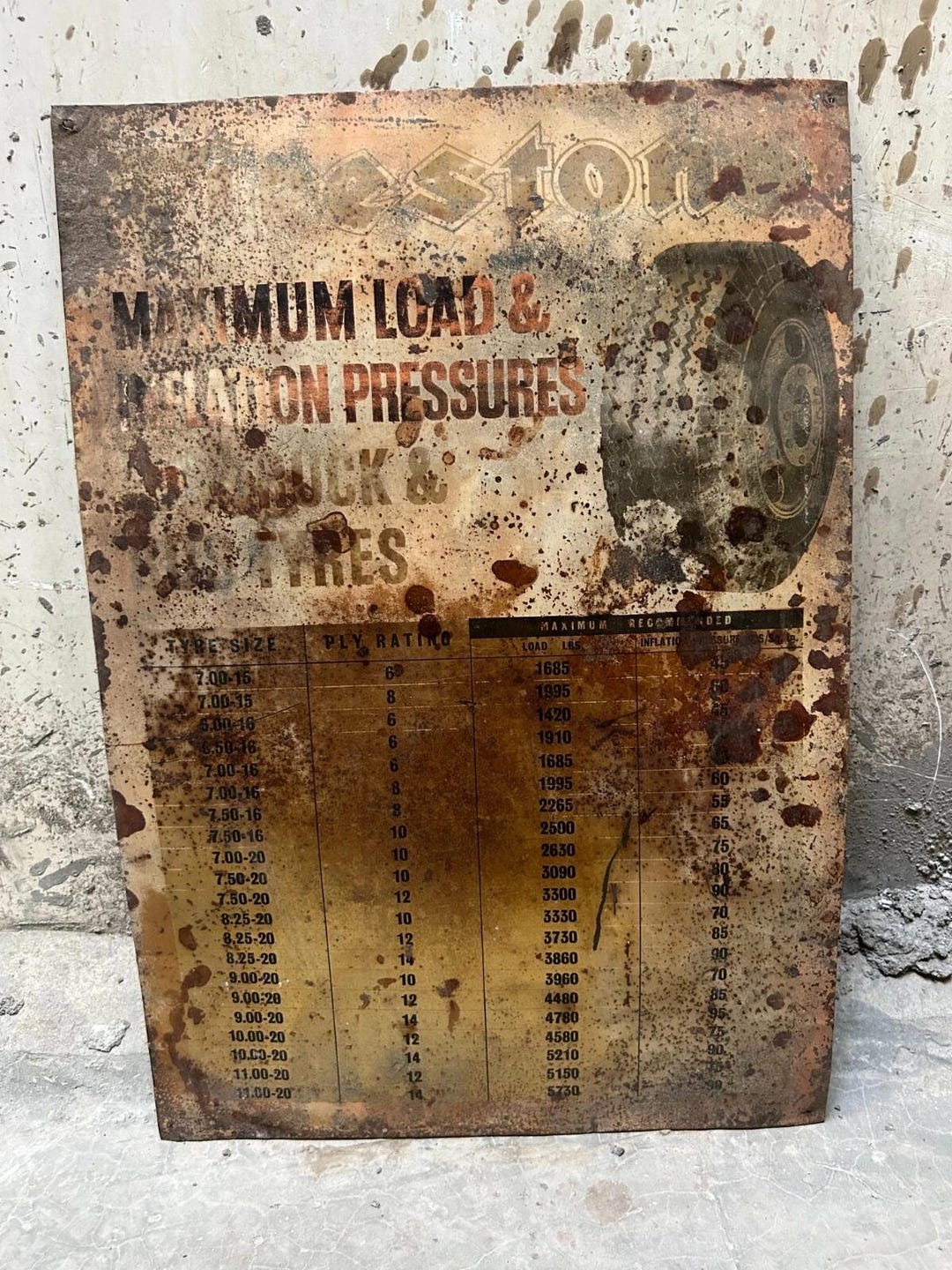 Vintage Firestone Truck & Bus Tyres Rustic Litho Print Adv. Tin Sign ...