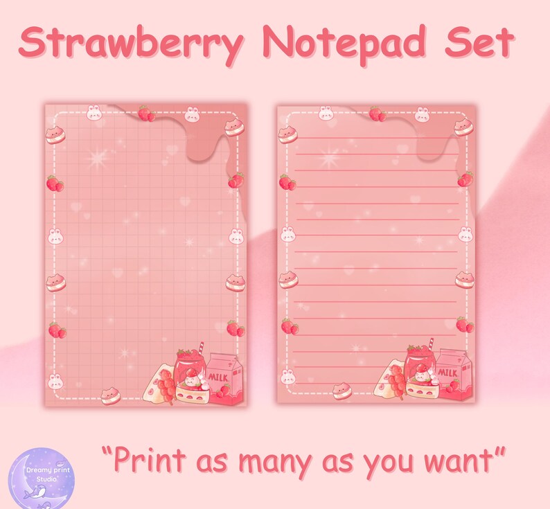 Strawberry Kawaii Planner Bundle | Printable Daily, Weekly, Monthly ...
