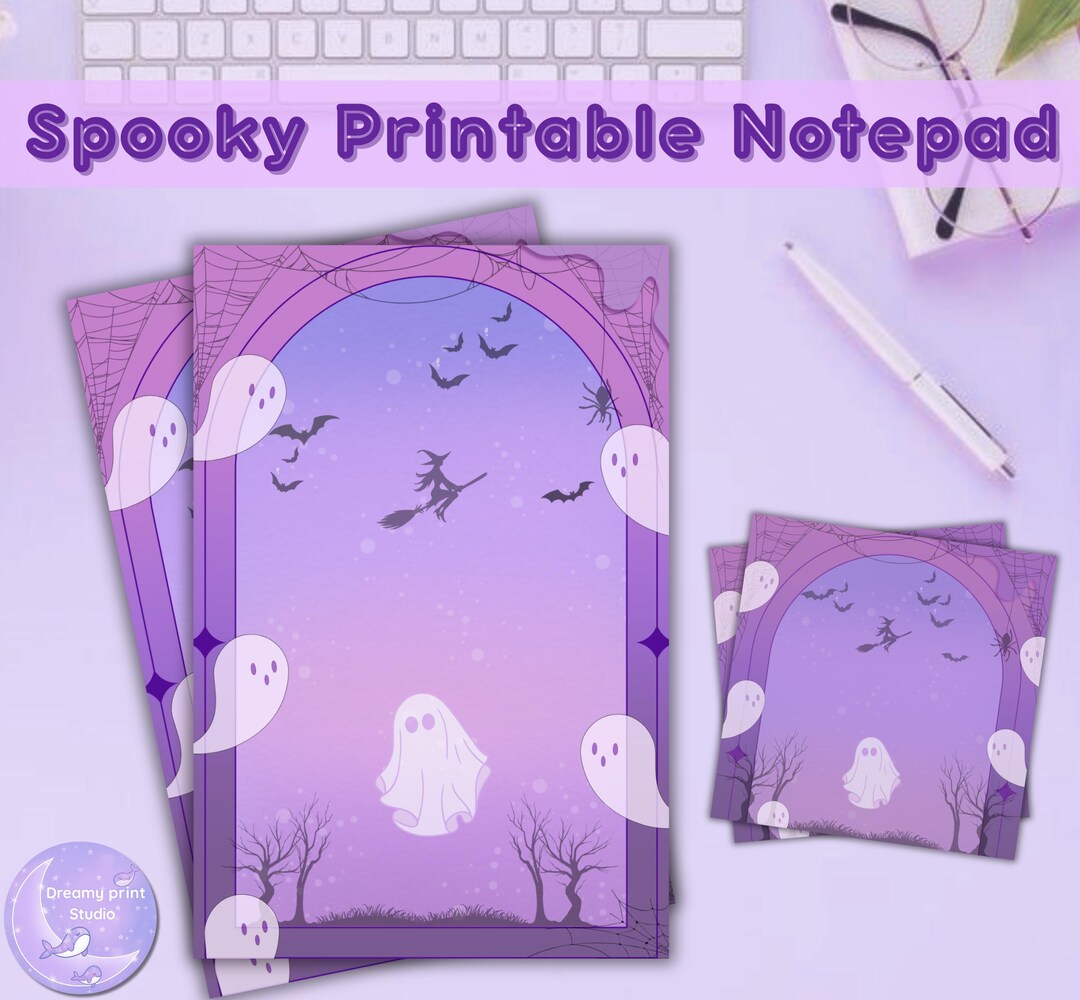 Spooky Ghost Notepad + Memo Pad Set: Halloween Stationery (digital ...