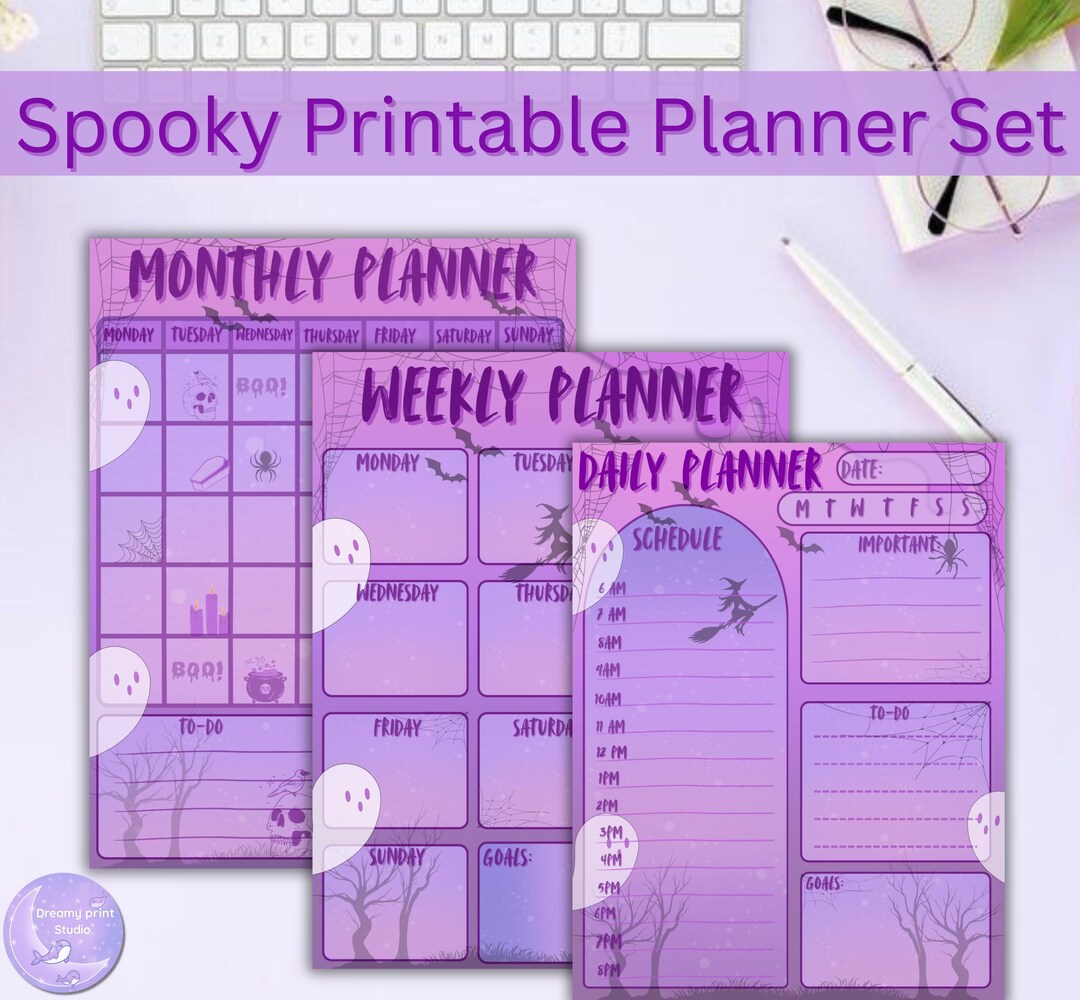 Spooky Printable Planner Set | Daily, Weekly, & Monthly Planner ...