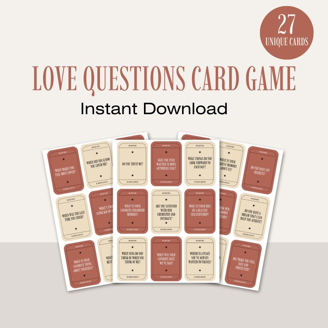 Love Questions Card Game Printable I Love Cards L Instant Download ...