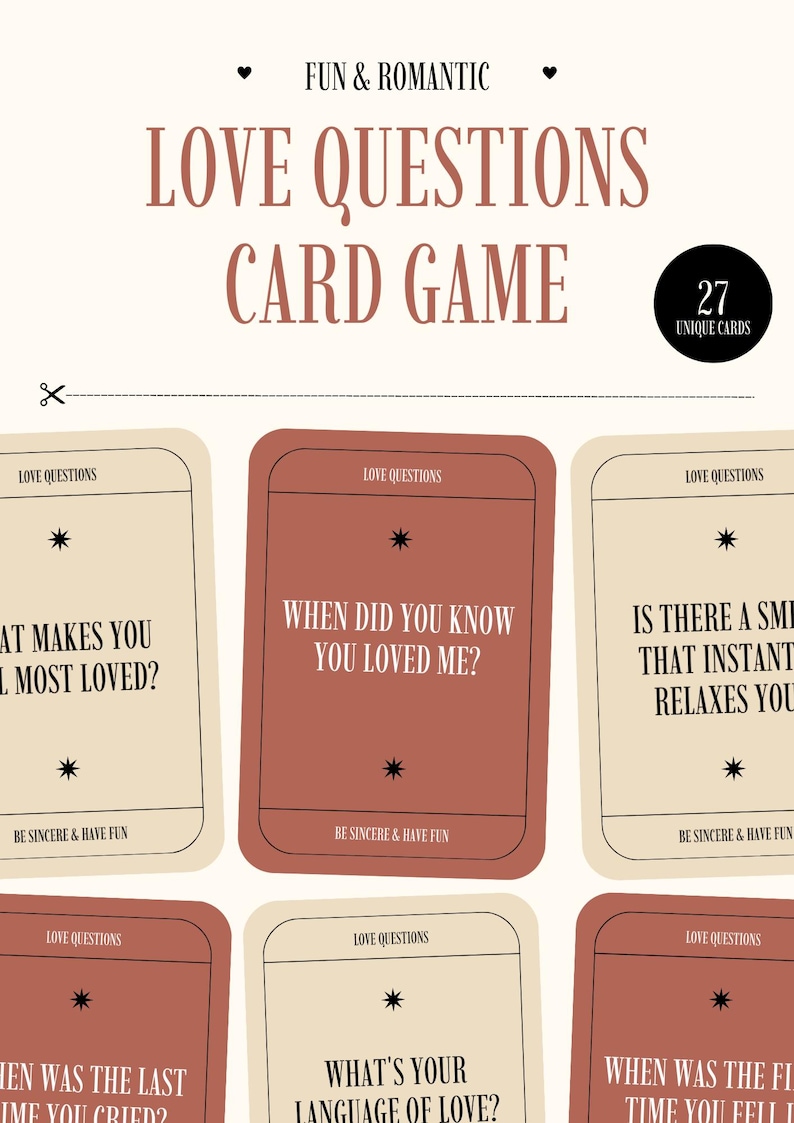 Love Questions Card Game Printable I Love Cards L Instant Download ...