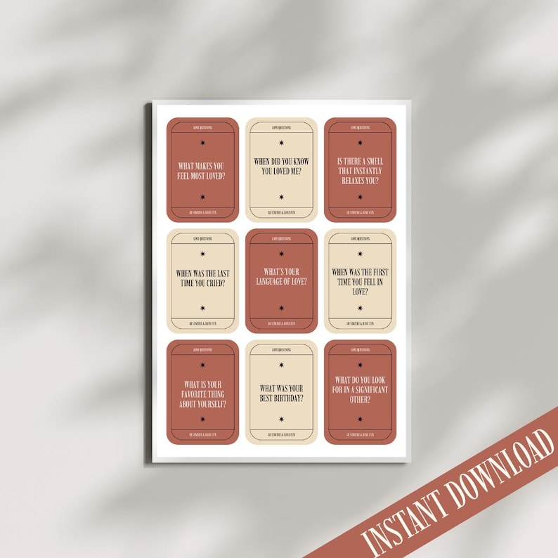 Love Questions Card Game Printable I Love Cards L Instant Download ...