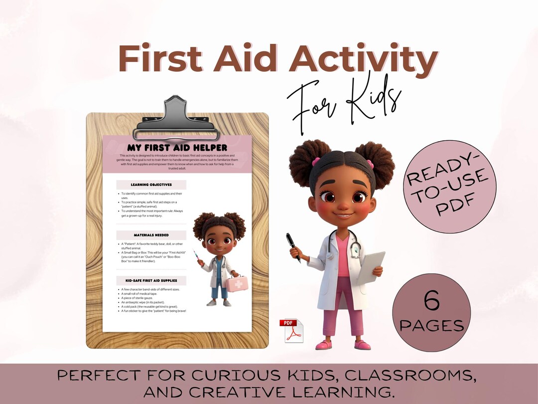 Kids First Aid Activity Pack - Preschool Learning Worksheets | Instant ...