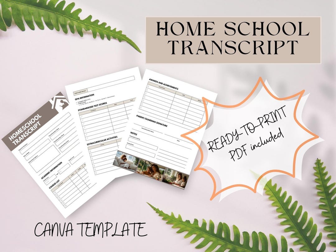 Editable Homeschool Transcript Template: Canva & Printable PDF - Etsy