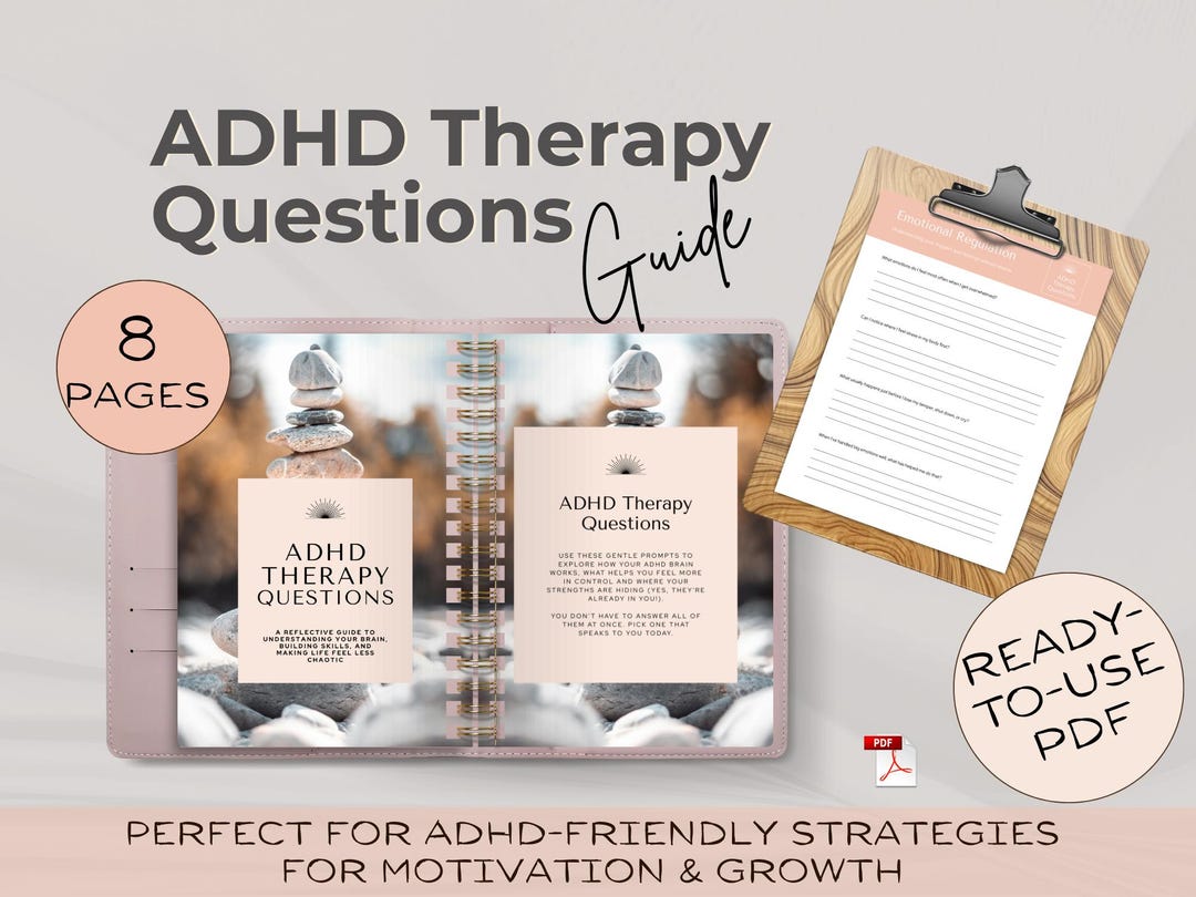 ADHD Therapy Questions – Printable Journal Prompts PDF Workbook for ...
