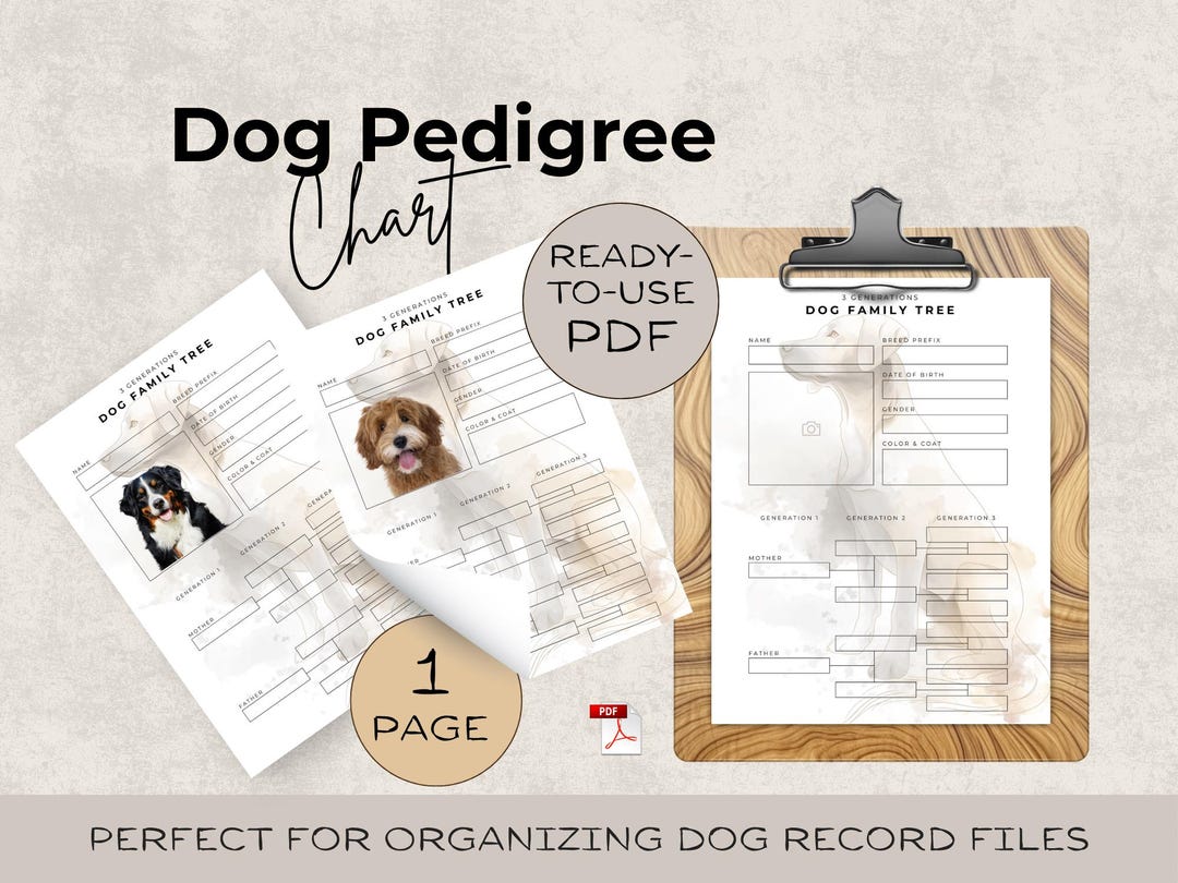 Dog Pedigree Chart Printable | 3-generation Family Tree (PDF) - Etsy