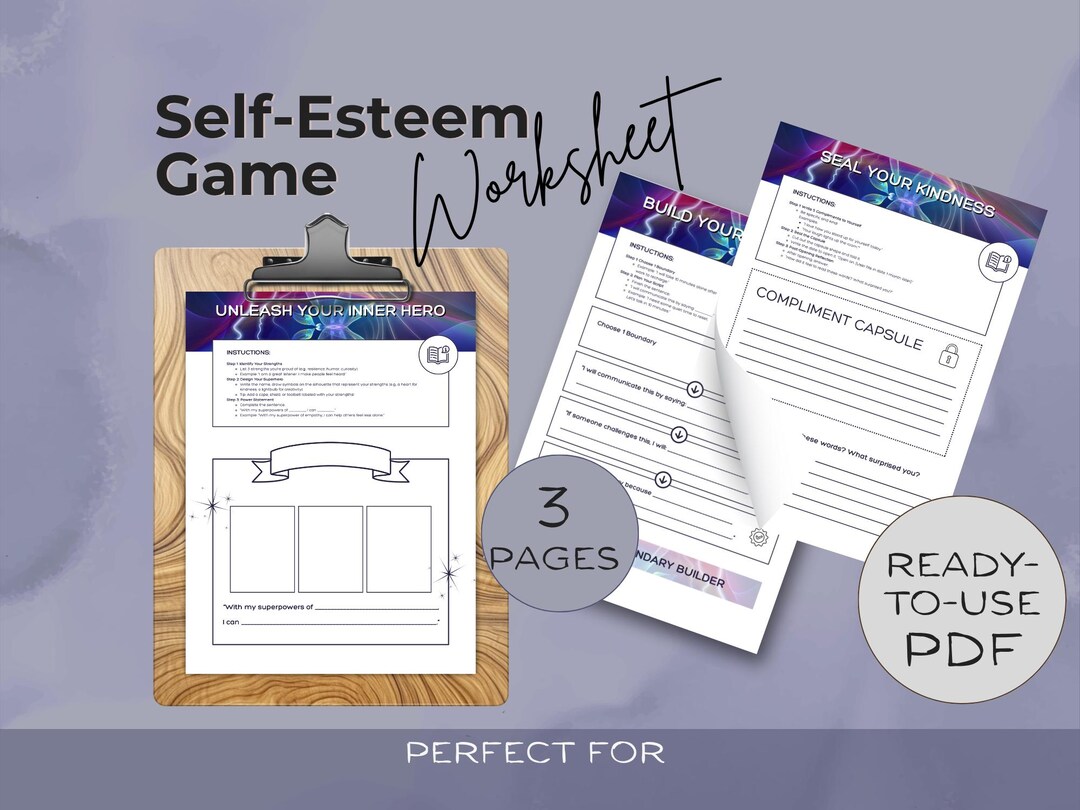 Self-esteem Game Worksheet • Inner Hero Strengths + Kindness Capsule ...